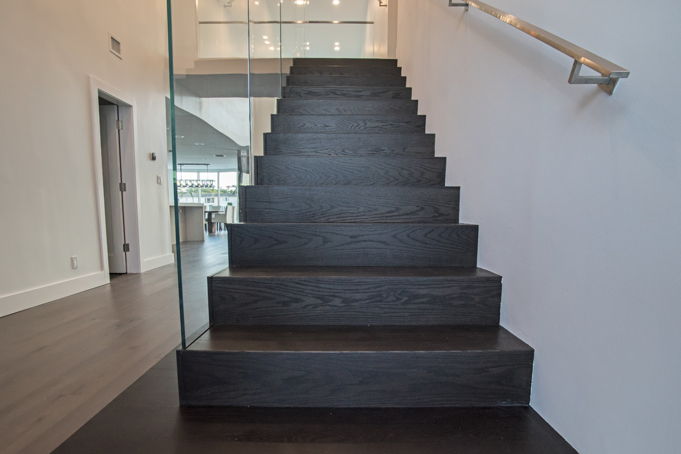 Solid Oak Wood With Dark Stain For Contrast. - Modern - Staircase ...