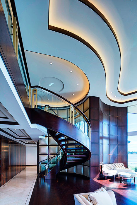 Spectacular Free-Standing Custom Curved Staircase - Contemporary ...