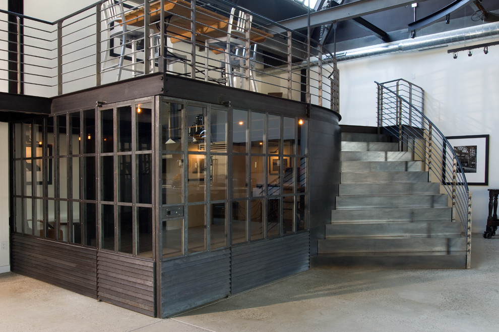 Square Loft & Curved Stair - Industrial - Staircase - Philadelphia - by ...