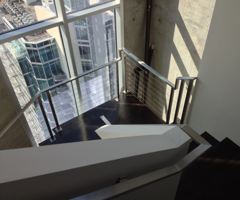 Stainless Steel Cable Railing - Rectangle Tube Top with Square Posts ...