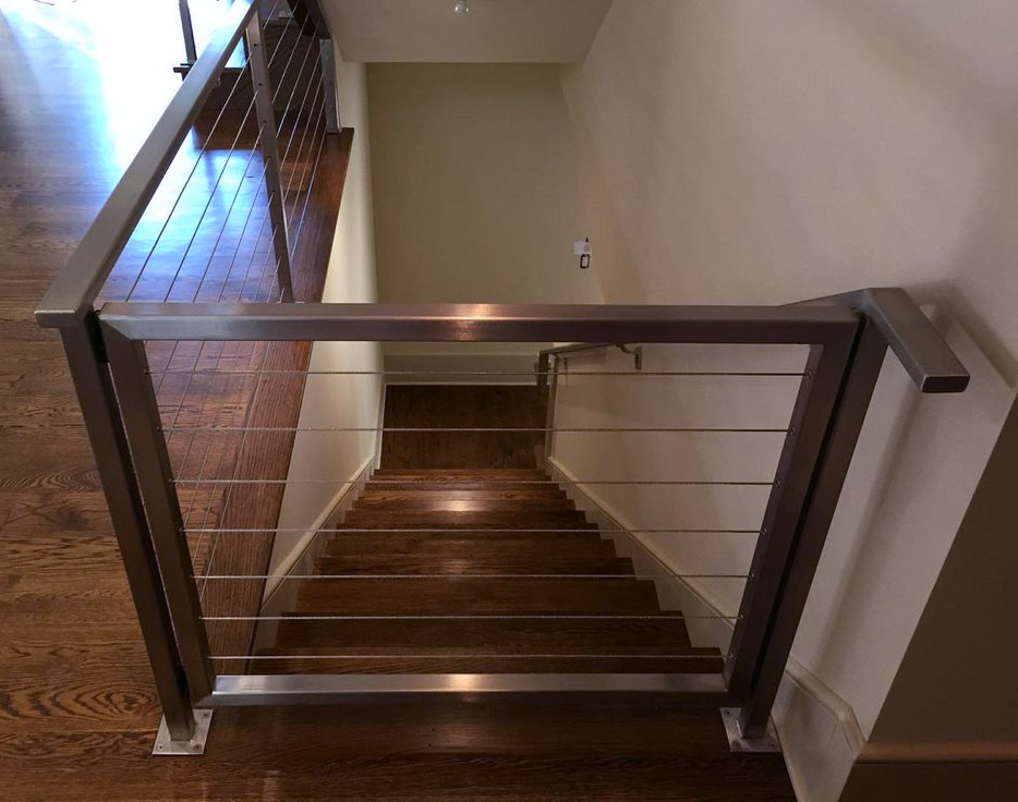 Stainless Steel Cable Railing - Rectangle Tube Top with Square Posts ...
