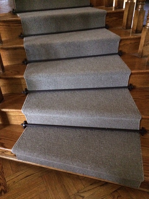 Stair runner with metal rods - Traditional - Staircase - Los Angeles ...