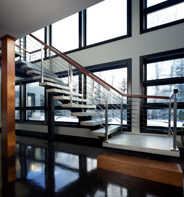 steel mono stringer with concrete treads - Modern - Staircase ...
