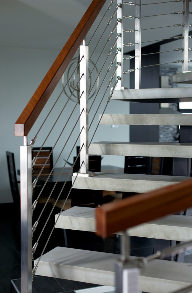 steel mono stringer with concrete treads - Modern - Staircase ...
