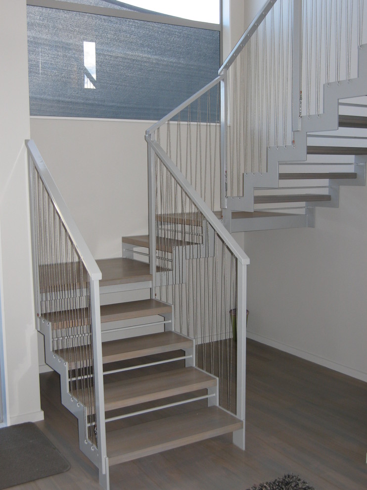 Steel Stringers with White Washed Treads - Contemporary - Staircase ...