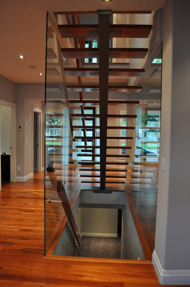 Tigerwood Center Stringer - Contemporary - Staircase - Edmonton - by ...