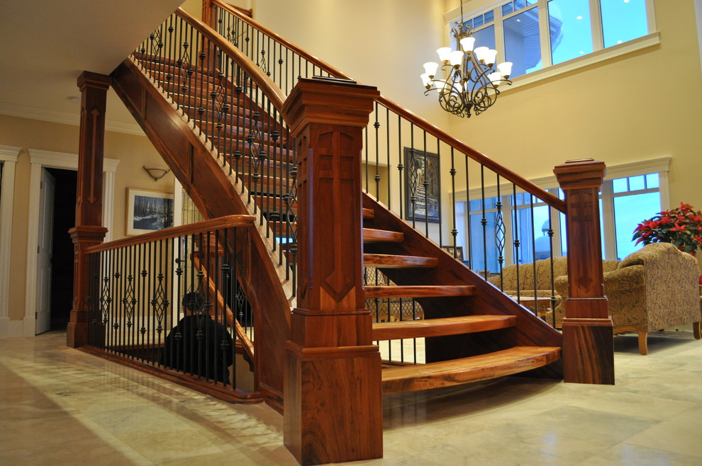 Tigerwood Grand Flare - Traditional - Staircase - Calgary - by ...