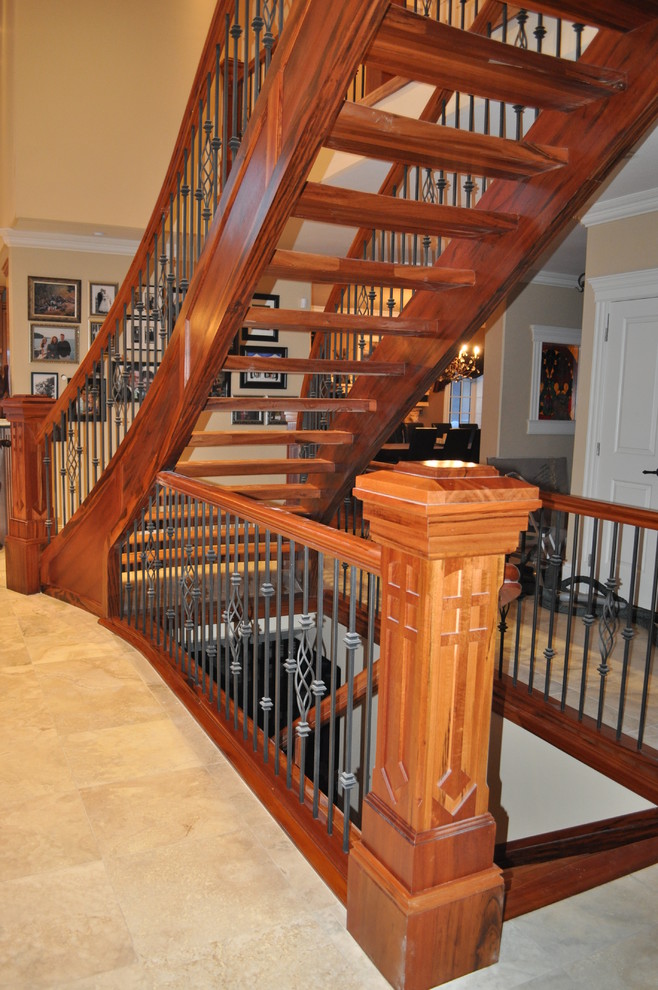 Tigerwood Grand Flare - Traditional - Staircase - Calgary - by ...