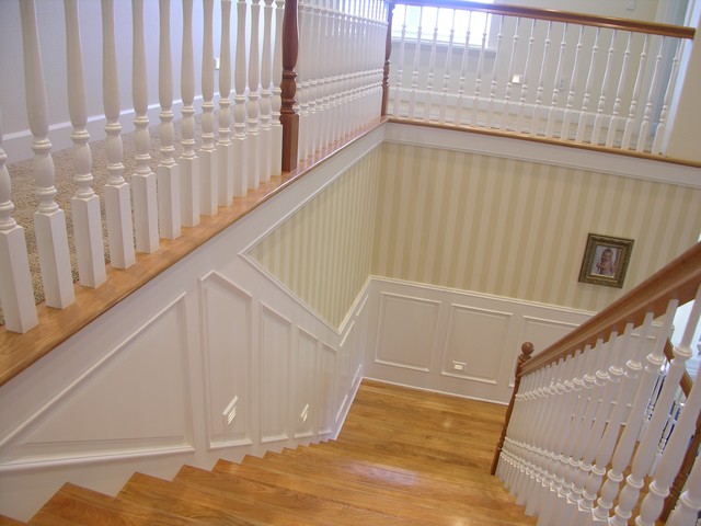 Traditional stair with painted wainscoting - Traditional - Staircase ...