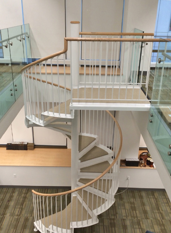 Transitional Steel Spiral with Oak Rail and Rubber-covered Treads ...