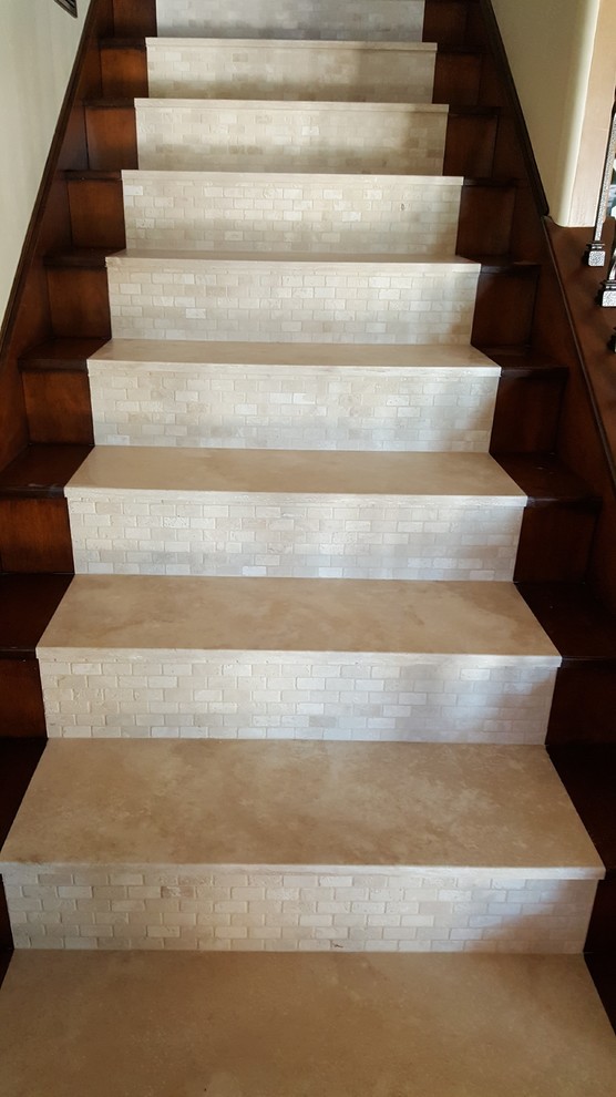 Travertine stairs - Mediterranean - Staircase - Sacramento - by Burnett ...
