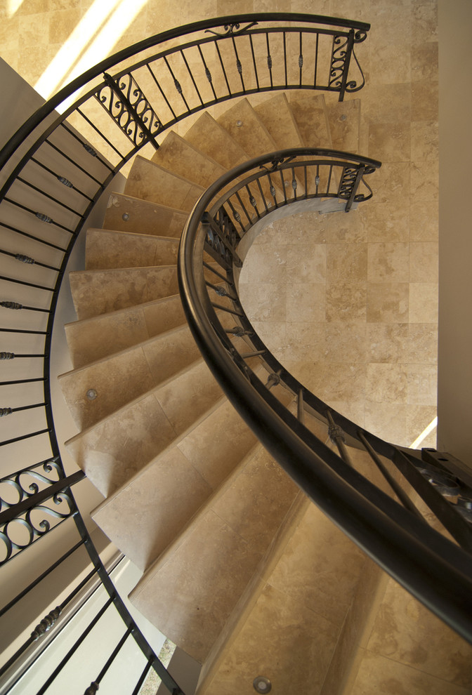 Travertine Tile Staircase - Traditional - Staircase - Atlanta - by MLW ...