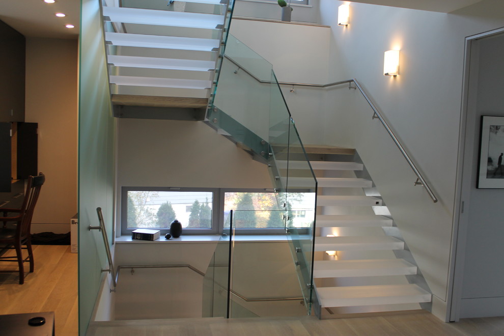 U shaped stair with Acrylic Treads and Glass Railing - Contemporary ...