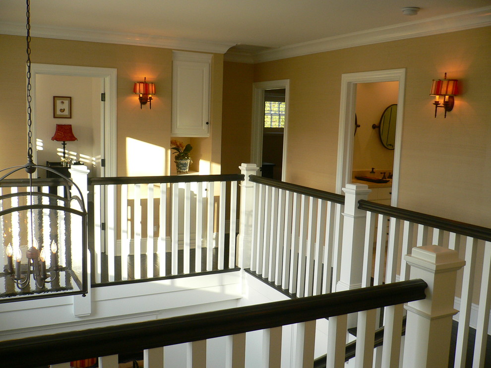 Upstairs balcony with Walnut handrail. - Traditional - Staircase - Los ...
