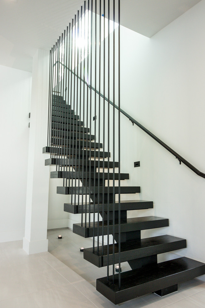 Vertical Bar Stair Railing - Memorial Houston Modern Home - Modern ...