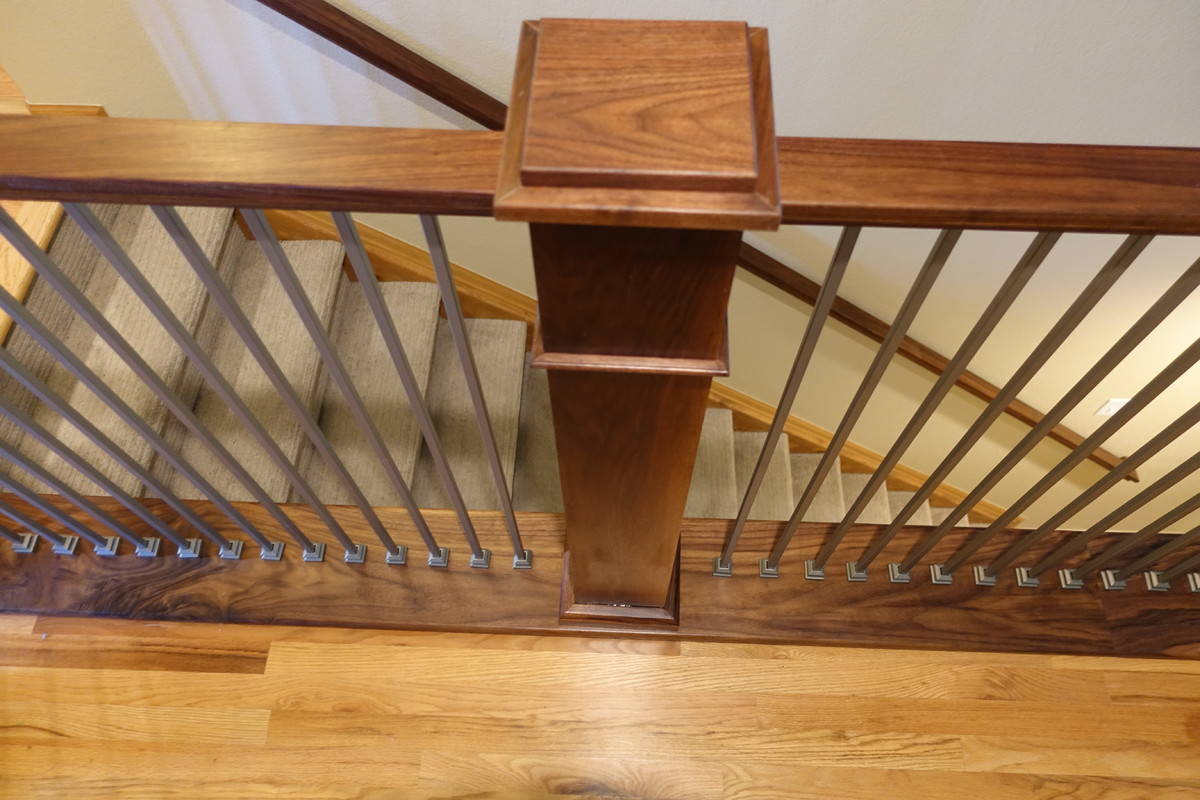 Walnut Handrail with Finished with Rubio - Transitional - Staircase ...