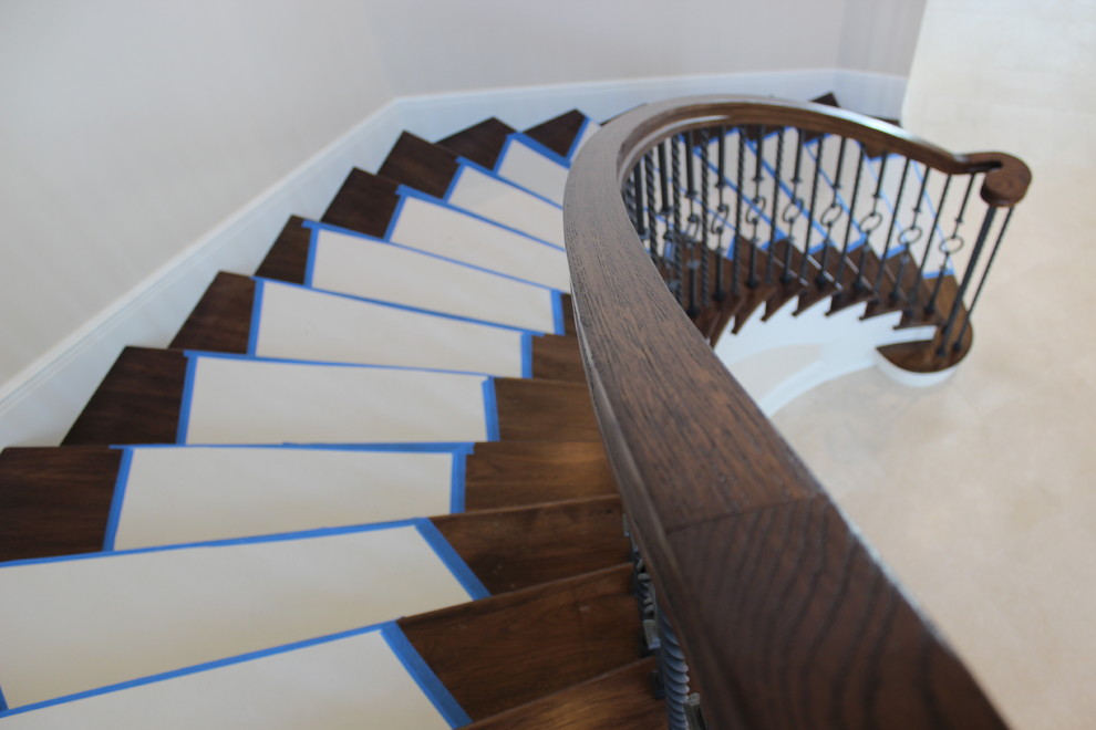 White Oak Custom Curved Handrail - Mediterranean - Staircase - Other ...