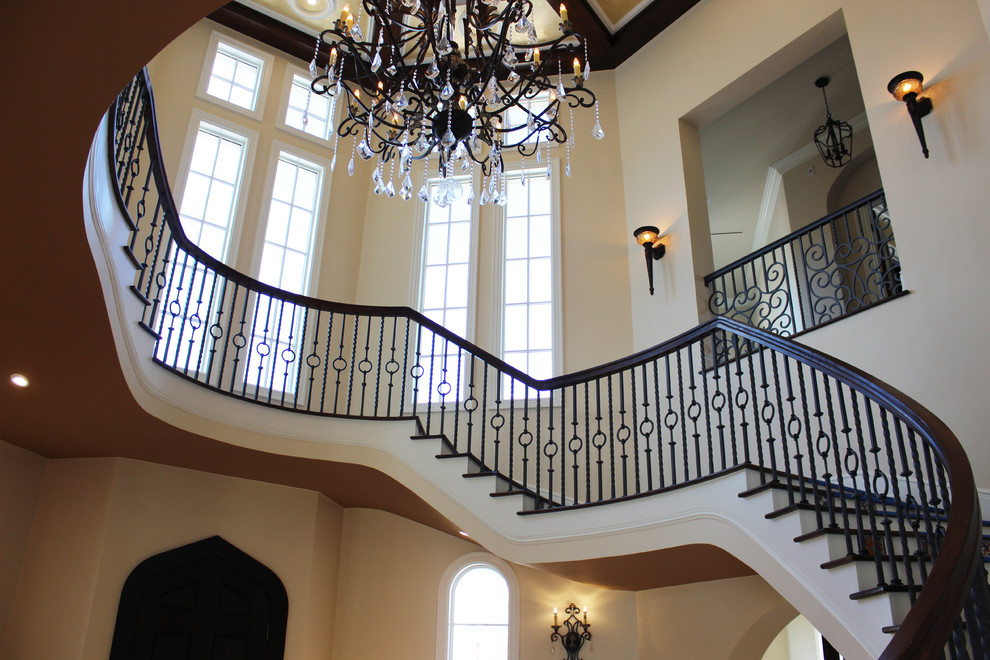 White Oak Custom Curved Handrail - Mediterranean - Staircase - Other ...