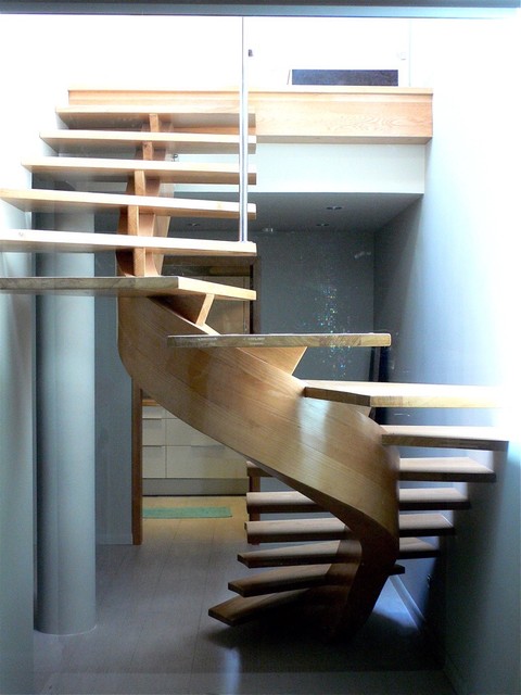 White oak floating stair - Contemporary - Staircase - New York - by ...
