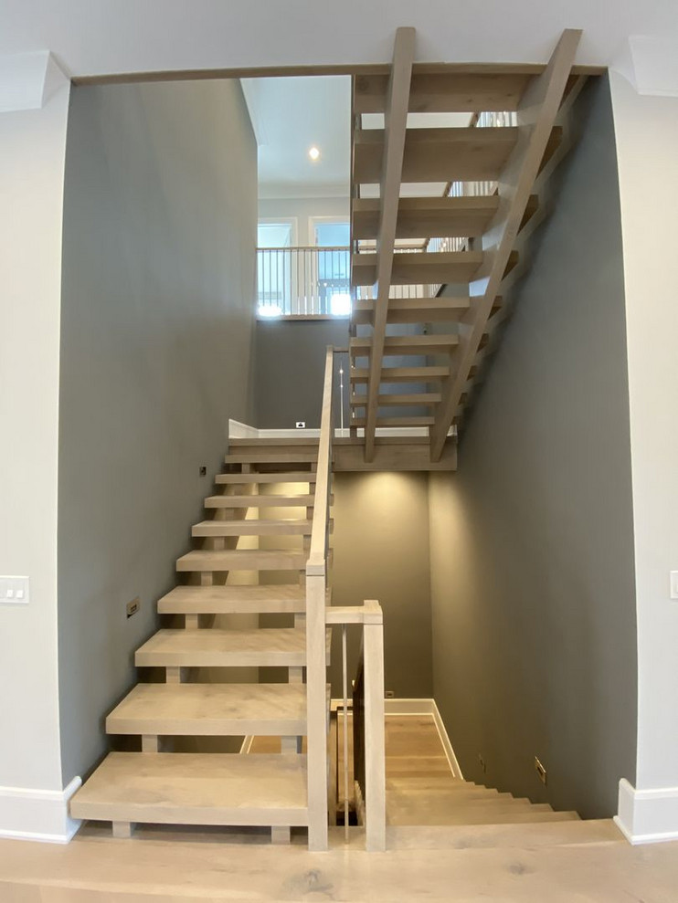 White Oak Stairs with Polished Stainless Steel Balusters - Staircase ...
