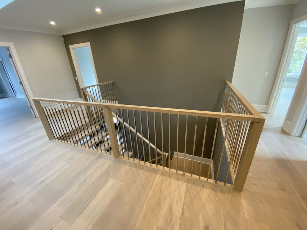 White Oak Stairs with Polished Stainless Steel Balusters - Staircase ...