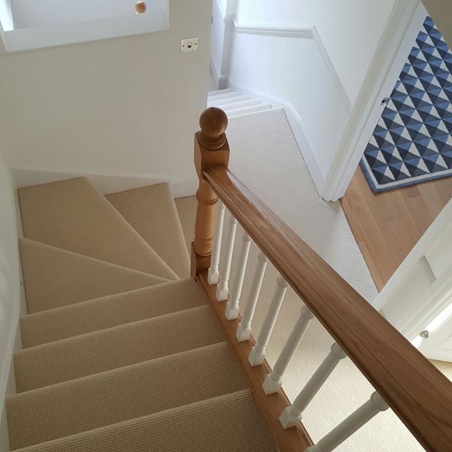 White Stair Carpet With Silver Stair Rods - Contemporary - Staircase ...