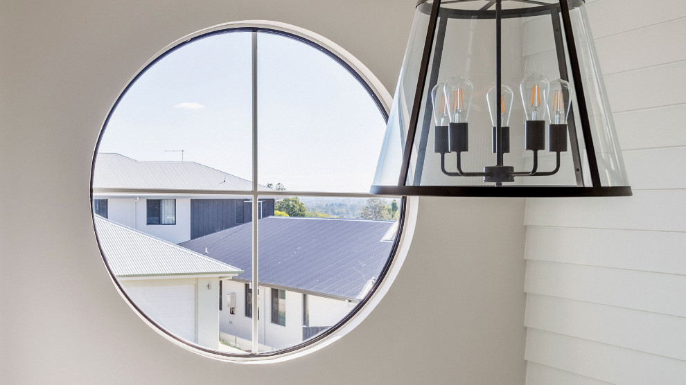 White Aluminium Circle Window with colonial bars - Modern - Staircase ...