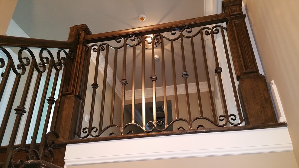 Wood Railing and Metal Balusters - Traditional - Staircase - Atlanta ...