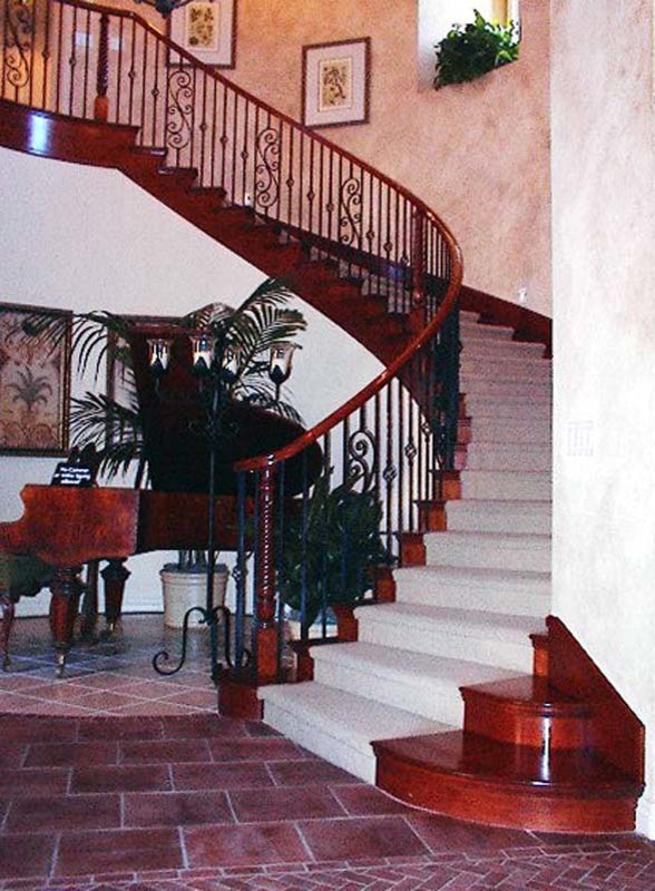 Wood Railing with Wrought Iron Balusters - Traditional - Staircase ...