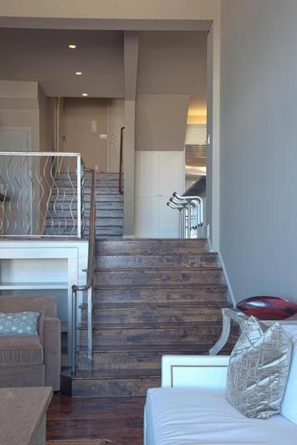 Wood Split Level Staircase - Transitional - Staircase - San Francisco - by Paul Clisham Painting ...