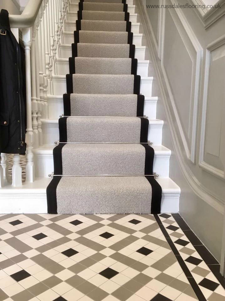 Wool Loop Stair Runner with a Fabric Edge - Traditional - Staircase ...