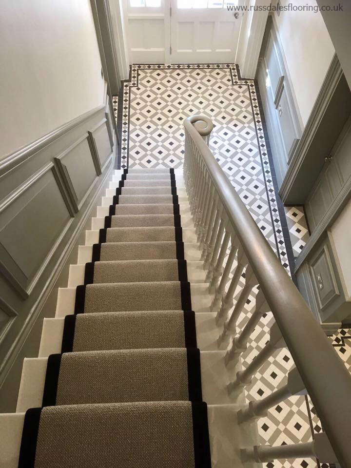 Wool Loop Stair Runner with a Fabric Edge - Traditional - Staircase ...