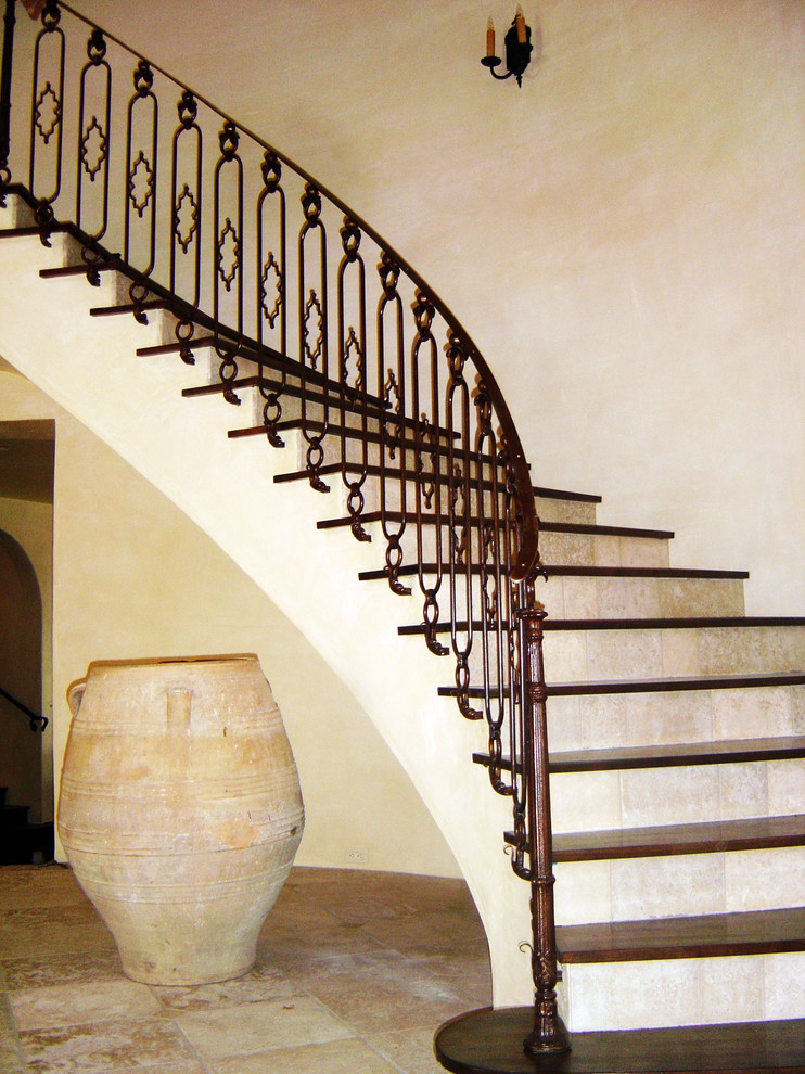 Wrought Iron Rotunda Railing - Mediterranean - Staircase - Los Angeles ...