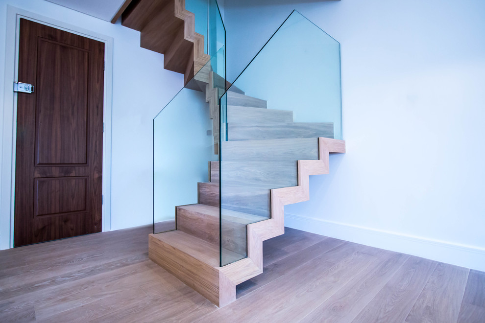 Zig Zag Staircase with glass balustrade - Contemporary - Staircase ...