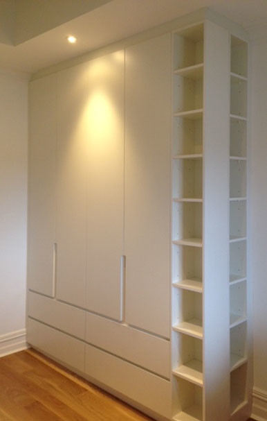 Wardrobe with routed handles and corner shelving, Leichardt - Wardrobe ...