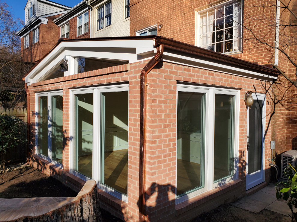 Brick Sun Room with Copper Roof and Gutters - Contemporary - Sunroom ...