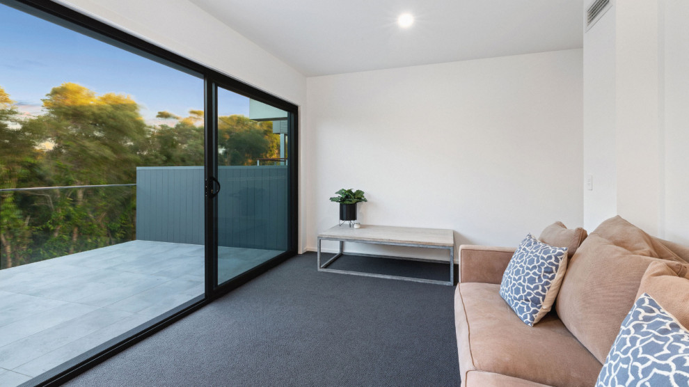 Black Sliding Door opening to a balcony - Modern - Balcony - Sunshine ...