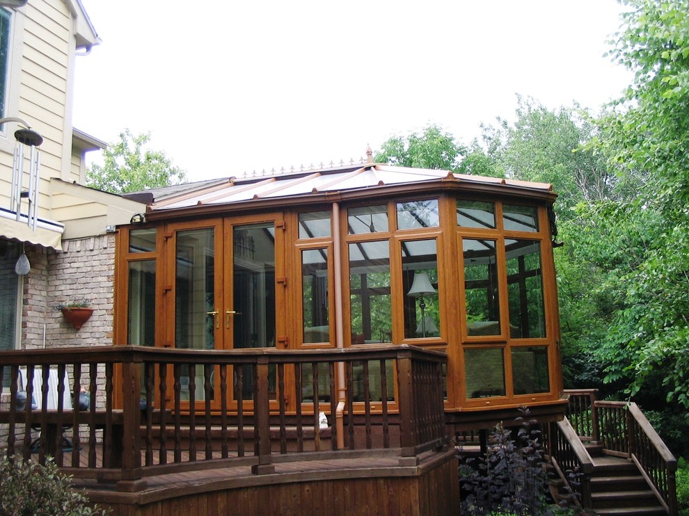 English Conservatory - Wood Finish Addition - Craftsman - Sunroom ...