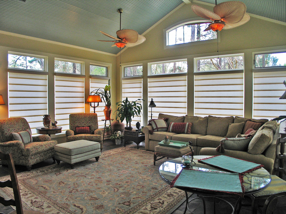 French Colonial Home Sunroom Addition - Traditional - Sunroom - Dallas ...