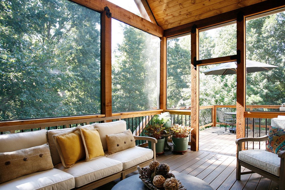 Outdoor Living Space Enhances a Backyard View - Rustic - Sunroom ...