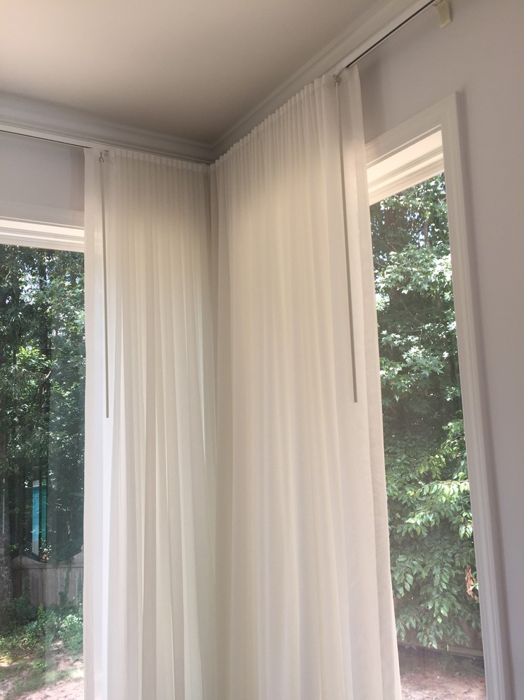 Ripplefold Sheer Drapery Panels stacked in corner - Modern - Sunroom ...