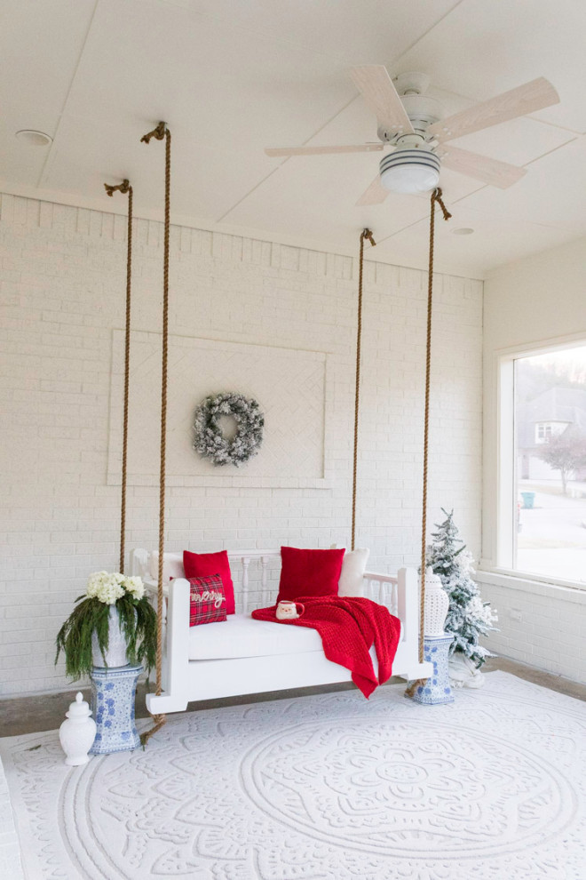 Sunbrella swing cushion shines in updated sunroom - Traditional ...