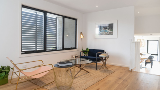 Black Awning Window combined with a fixed panel - Modern - Sunroom ...