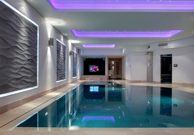 Indoor contemporary Basement Swimming Pool - Contemporain - Piscine ... Indoor contemporary Basement Swimming Pool - Contemporain - Piscine ...