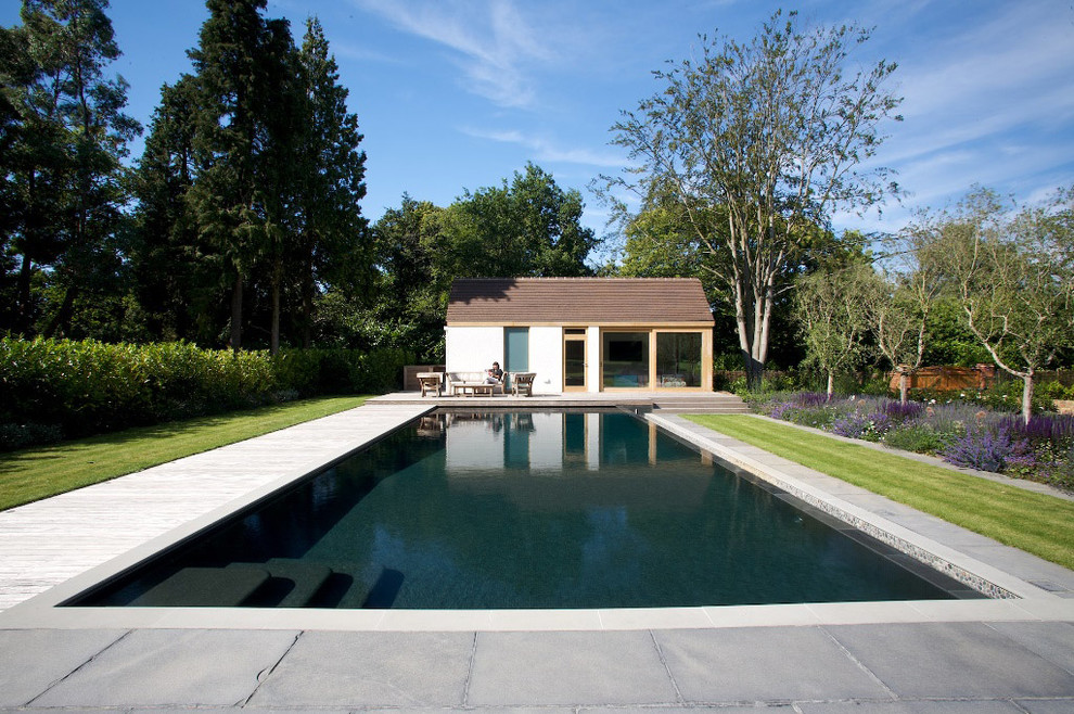 Japanese-Inspired Outdoor Swimming Pool in Surrey - Contemporary - Pool ...