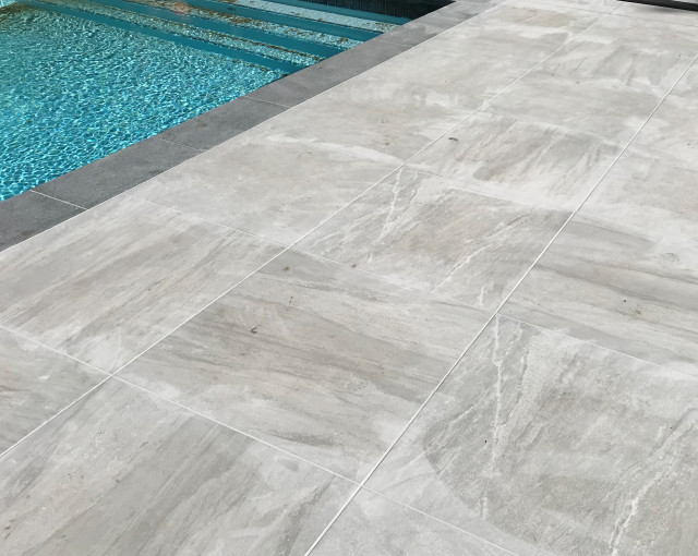 Kebur Contempo Mineral Grey Porcelain - Contemporary - Swimming Pool ...