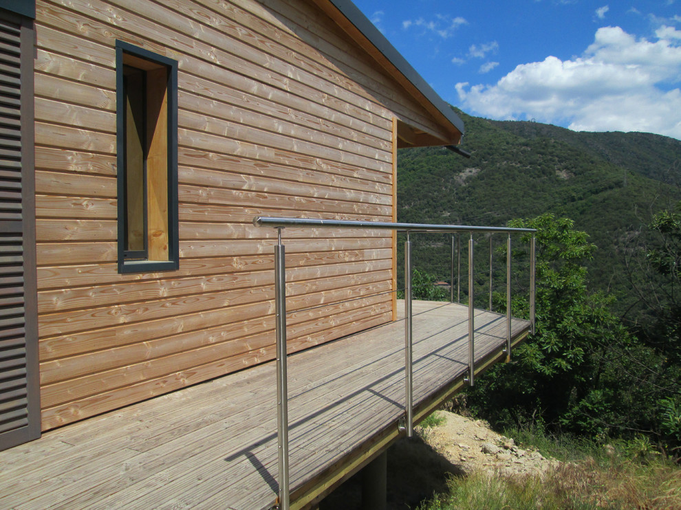 Pignon Sud et bardage DOUGLAS d'une maison à ossature bois 48800 ...