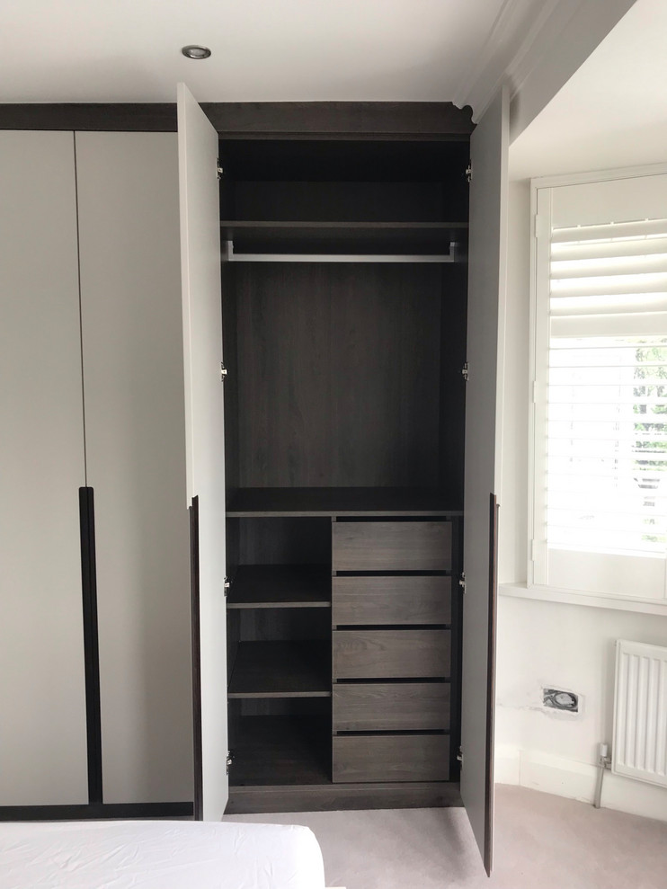 Scandi range wardrobe with dark wood handles, Harrow - Modern - Closet ...