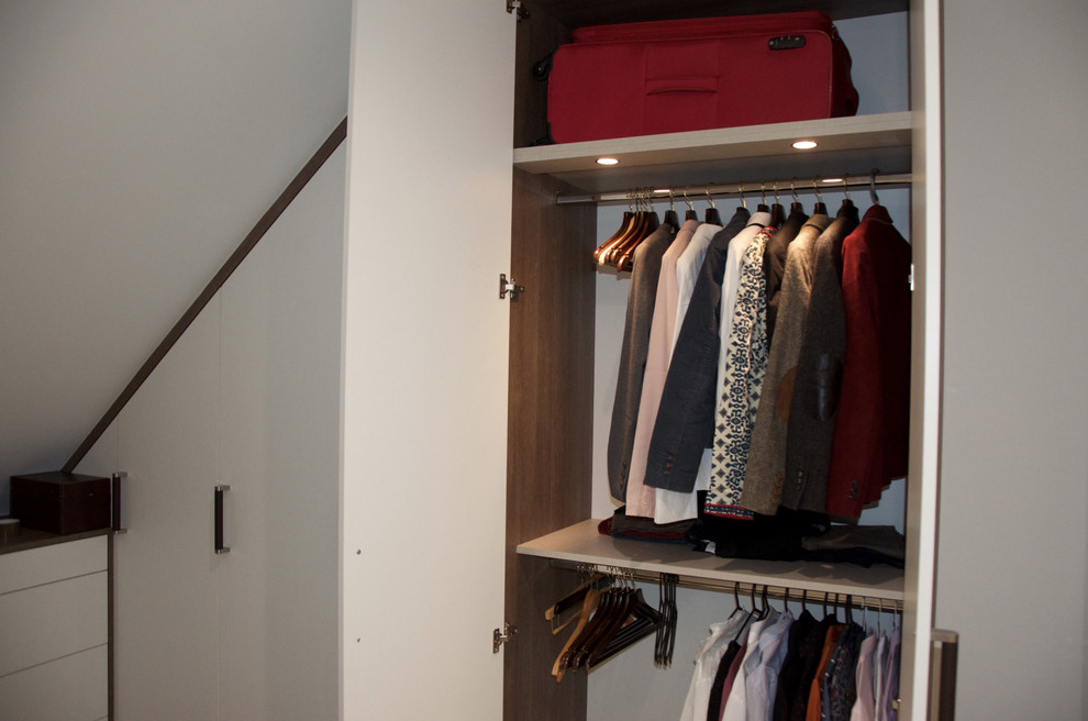 Sloping ceilings wardrobe with spray painted doors - Contemporary ...