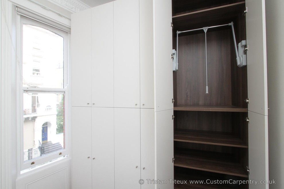 Tall white wardrobe with Walnut interior - Contemporary - Closet ...